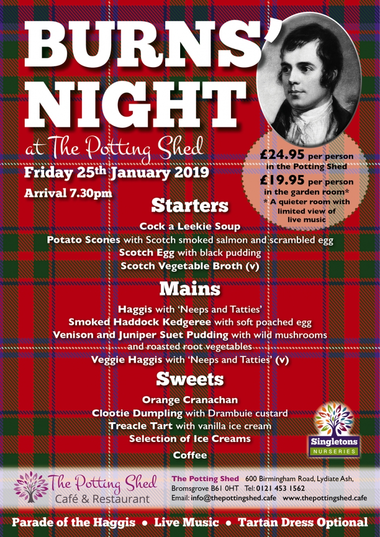 Burns Night Supper The Potting Shed Cafe