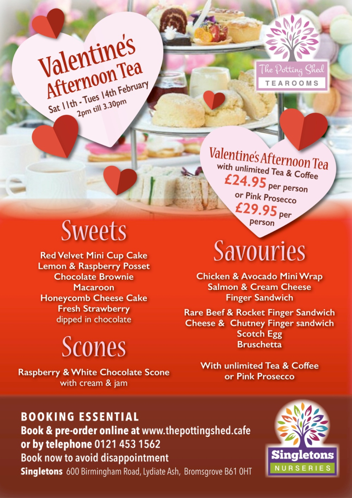 Valentines Afternoon Tea - The Potting Shed Cafe